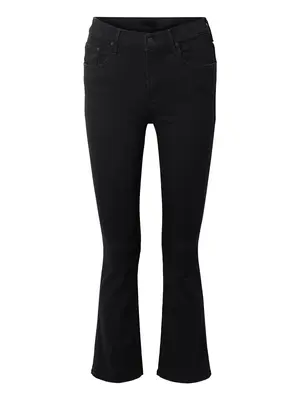 MOTHER Mother The Insider Cropped Bootcut High-Rise Jeans Black
