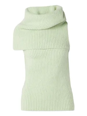 Rick Owens Draped Ribbed-knit Turtleneck Sweater - Green