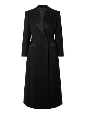 Dolce & Gabbana Double-breasted Wool-blend Gabardine Coat - Black