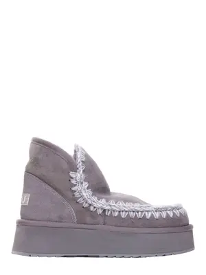 Mou Braided-edge Ankle Boots - Grey