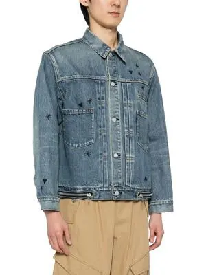 UNDERCOVERISM Bee-embroidered Denim Jacket - Blue