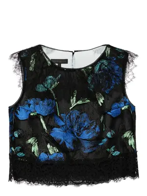 Shiatzy Chen Floral Embroidery Top - Black