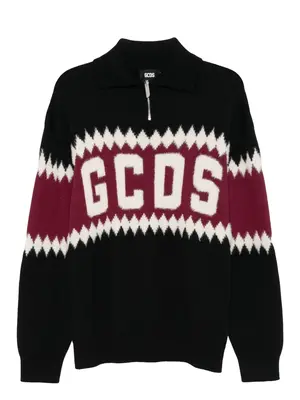 Gcds Logo-intarsia Sweater - Black