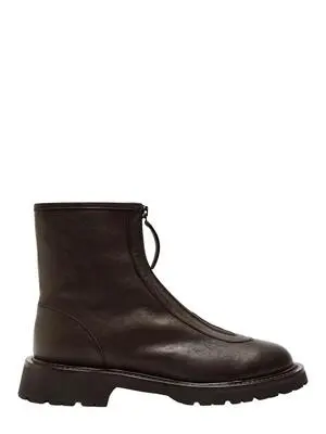Legres Grained Leather Ankle Boots - Brown