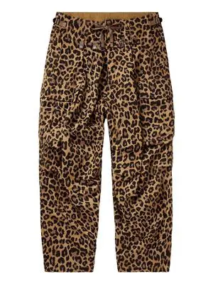 Kapital Leopard-print Herringbone Cotton Cargo Trousers - Animal Print