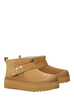 Tory Burch Shearling Lined Platform Boots - Chestnut