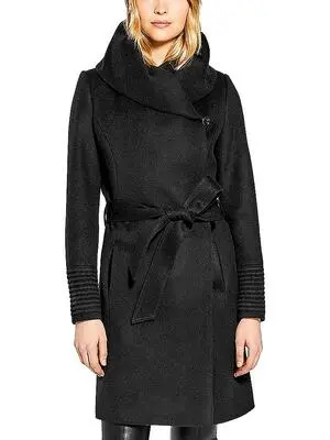 Sentaler Hooded Mid-length Wrap Coat - Black