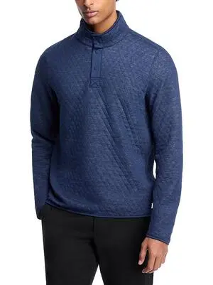 Marine Layer Corbet Reversible Quilted Pullover - Navy/oat