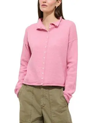 ALEX MILL Taylor Rollneck Cardigan - Pink Lady