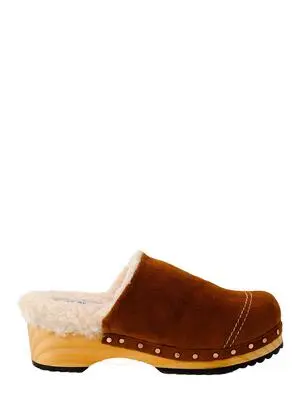 Free People Oak Cozy Clog Mules - Vintage Tan Suede