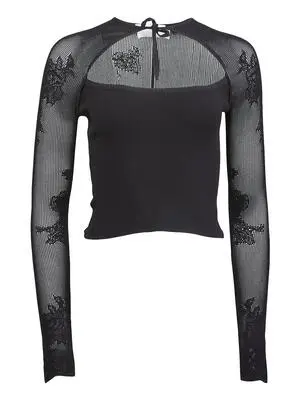 Fleur Du Mal Lace Pointelle Decollété Top - Black
