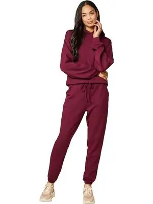 SOFTIES Oversize Hoodie Lounge Set - Cherry Cola