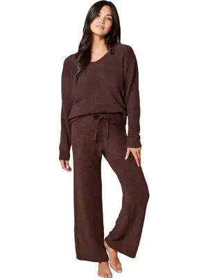 SOFTIES Solid Marshmallow V-Neck Lounge Set Espresso