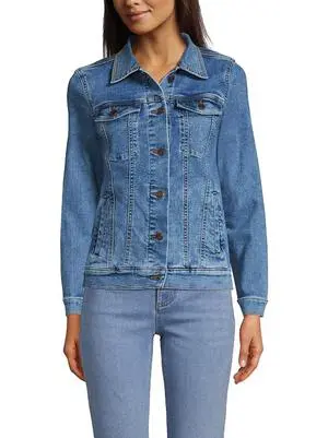 LANDS' END Lands' End Denim Trucker Jacket Sea Breeze Blue Wash