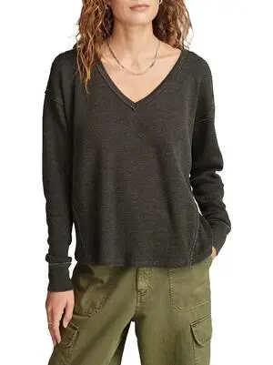 Lucky Brand Lucky Brand Waffle Stitch Top Jet Black