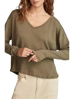Lucky Brand Lucky Brand Waffle Stitch Top Olive Night