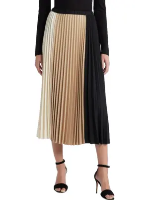 ANNE KLEIN Anne Klein Polka Dot Pleated Midi Skirt