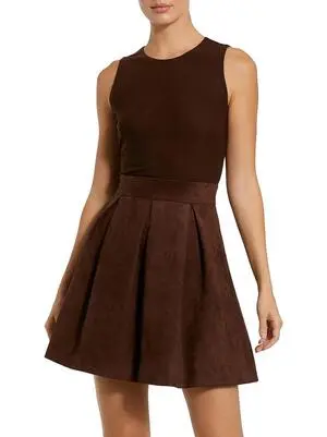 Mac Duggal Mix Media A-line Minidress - Chocolate