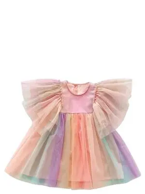 LOLA + THE BOYS Sunset Rainbow Tulle Dress - Multicolor