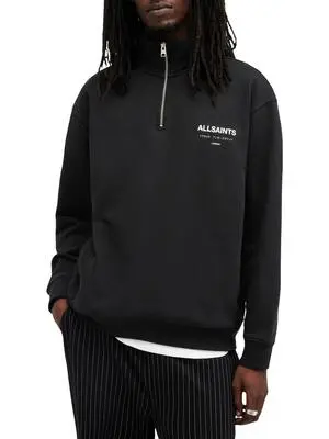 ALLSAINTS AllSaints Underground Oversized Half Zip Pullover Black/white