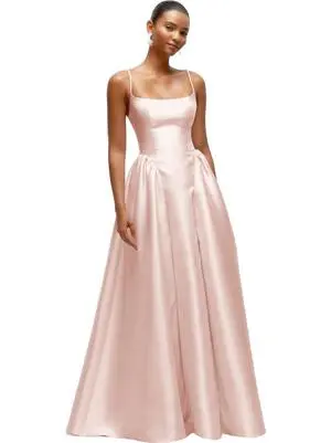 Dessy Collection Sleeveless Satin Gown - Blush