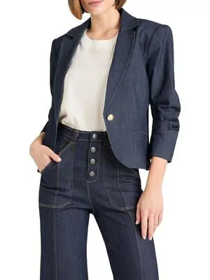 Cinq À Sept Khloe Cropped Denim Blazer - Indigo