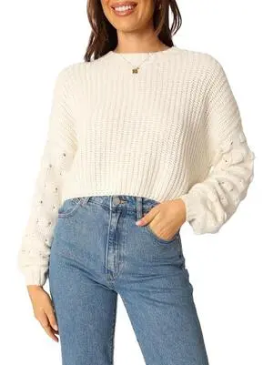 PETAL & PUP Catalina Textured Stitch Sleeve Sweater - Ivory