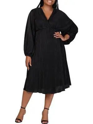 24SEVEN COMFORT APPAREL 24seven Comfort Apparel Pleated Fit & Flare Dress