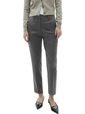 Mango MANGO Flat-Front Slim Fit Trousers Grey