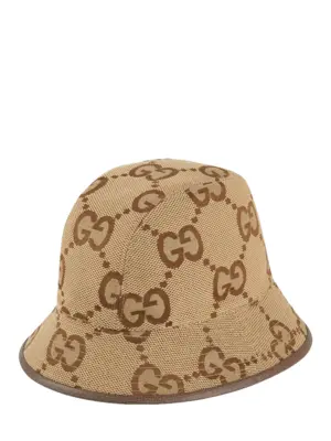 Gucci Jumbo Gg Canvas Bucket Hat - Camel/ebony