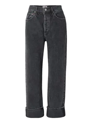 AGOLDE Fran Low-rise Straight-leg Jeans - Black