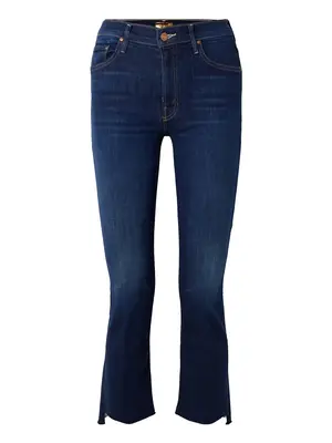 MOTHER The Insider Crop Step Fray Bootcut Jeans - Blue