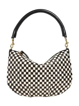 Clare V. Petite Moyen Messenger - Black & Cream Woven Checker