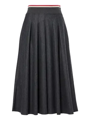 Brunello Cucinelli Virgin Wool Midi Skirt - Grey