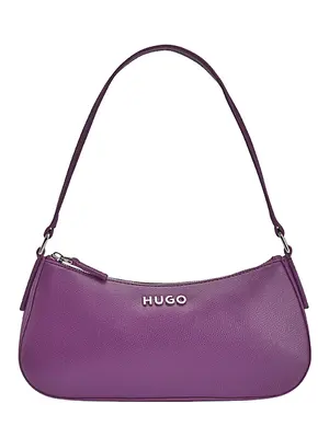 Hugo Logo-plaque Croc-embossed Leather Shoulder Bag - Medium Purple