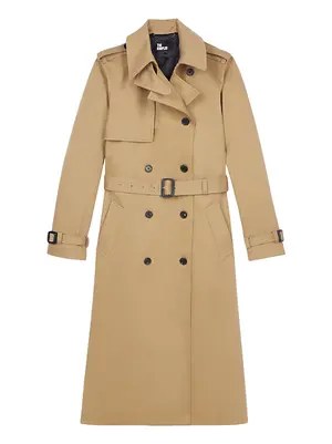 The Kooples Double-breasted Long Trench Coat - Beige