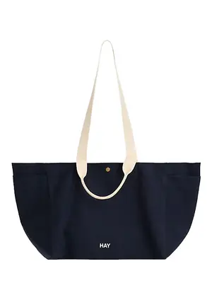 HAY Brand-embroidered Cotton Weekend Bag - Midnight Blue
