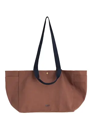 HAY Brand-embroidered Cotton Weekend Bag - Milk Chocolate