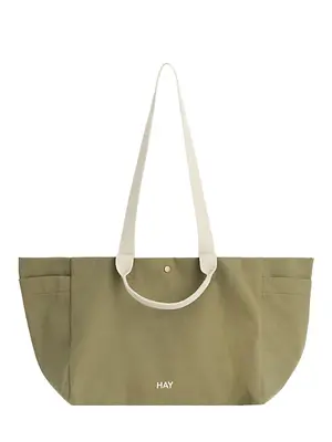 HAY Brand-embroidered Cotton Weekend Bag - Olive