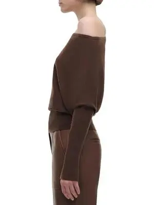 Simkhai SIMKHAI Lavina Draped Sweater Chocolate