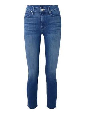 MOTHER The Dazzler Ankle Frayed Slim-leg Jeans - Blue