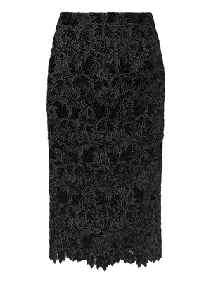 Cara Cara Sienna Velvet-guipure Lace Midi Skirt - Black