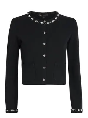 Maje Embellished Cropped Cardigan - Black