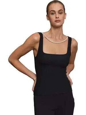 Carbon38 Pearl Necklace Tank - Black