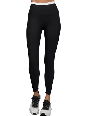 Carbon38 Contrast Waistband Legging In Melt Black/white