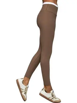 Carbon38 Contrast Waistband Legging In Melt - Caribou/white
