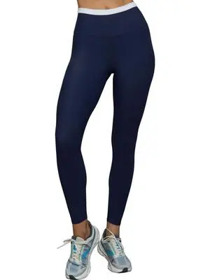 Carbon38 Contrast Waistband Legging In Melt Navy/white