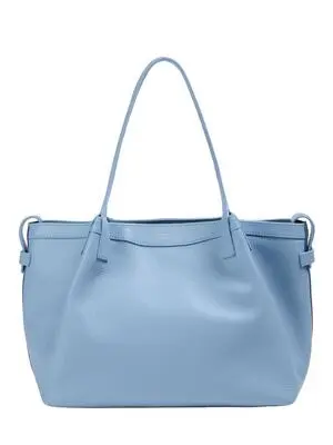 SERAPIAN Small Pebbled-leather Tote - Light Blue