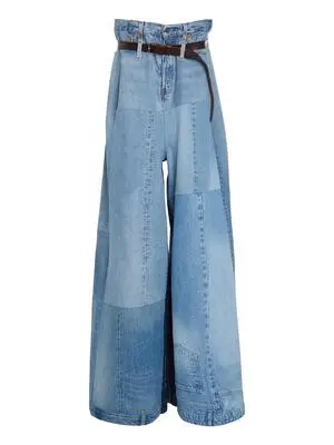 A.W.A.K.E. MODE Patchwork High-Rise Wide Leg Jeans
