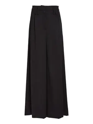 A.W.A.K.E. Mode Full Split Cotton Wide Leg Pants Black